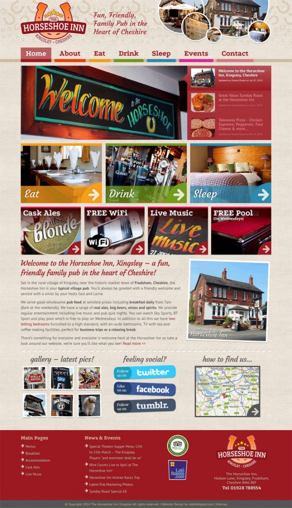 Pub Website Design for Cheshire Bar & Restaurant