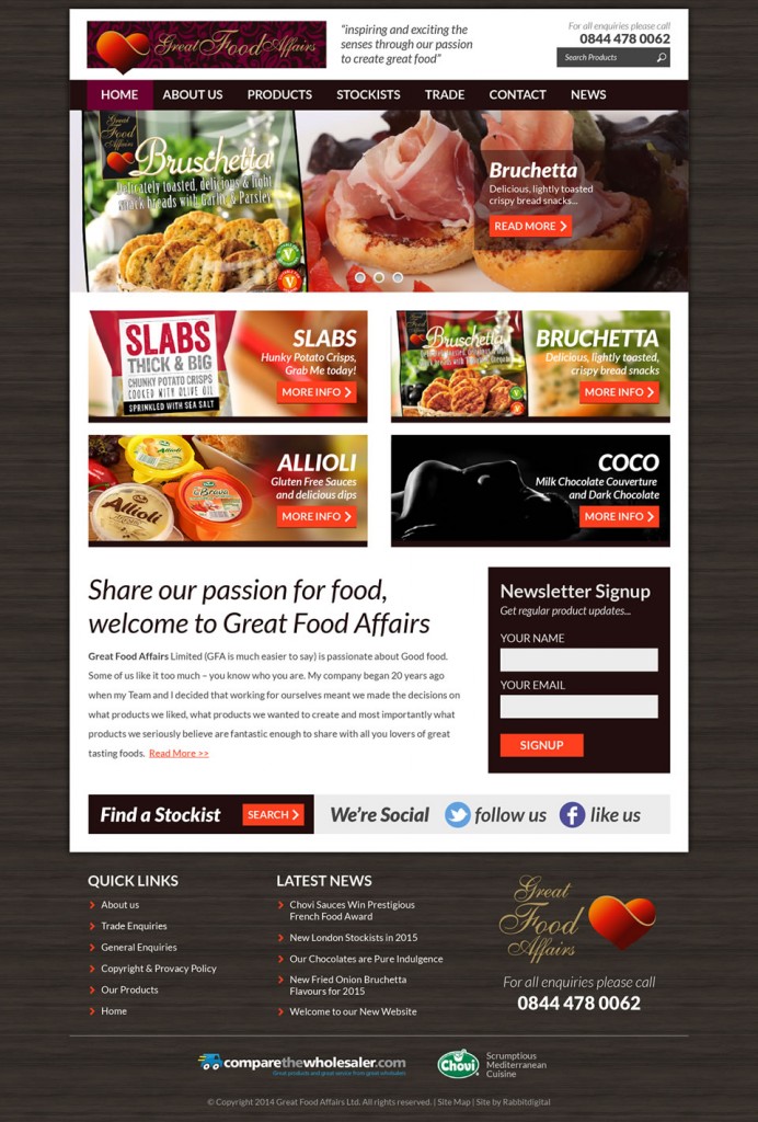 Website Design for Food Products Company Great Food Affairs